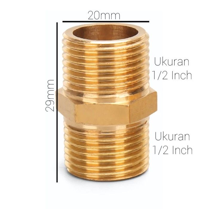 Double Drat Double Nepel Ukuran 1/2 inch Bahan Kuningan | Lazada Indonesia