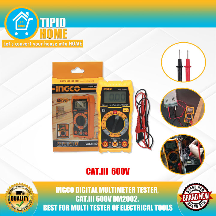 INGCO DIGITAL MULTIMETER TESTER, CAT.III 600V DM2002, BEST FOR MULTI ...