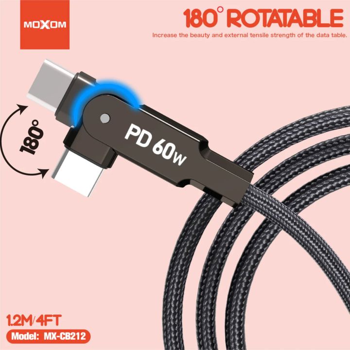 MOXOM MX-CB212 PD60W TYPE C TO TYPE C CABLE Black | Lazada