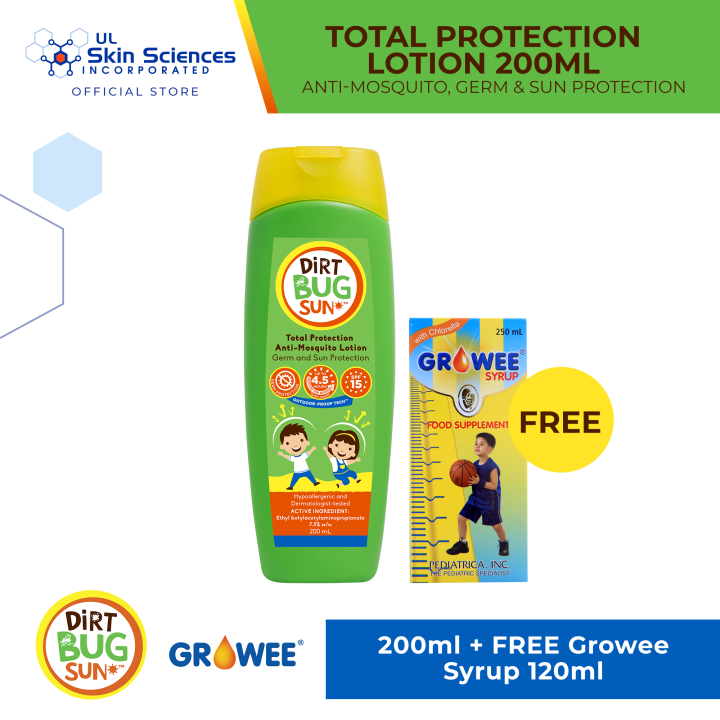 DirtBugSun Anti-Mosquito Lotion 200ml + FREE Growee Syrup 120ml | Lazada PH