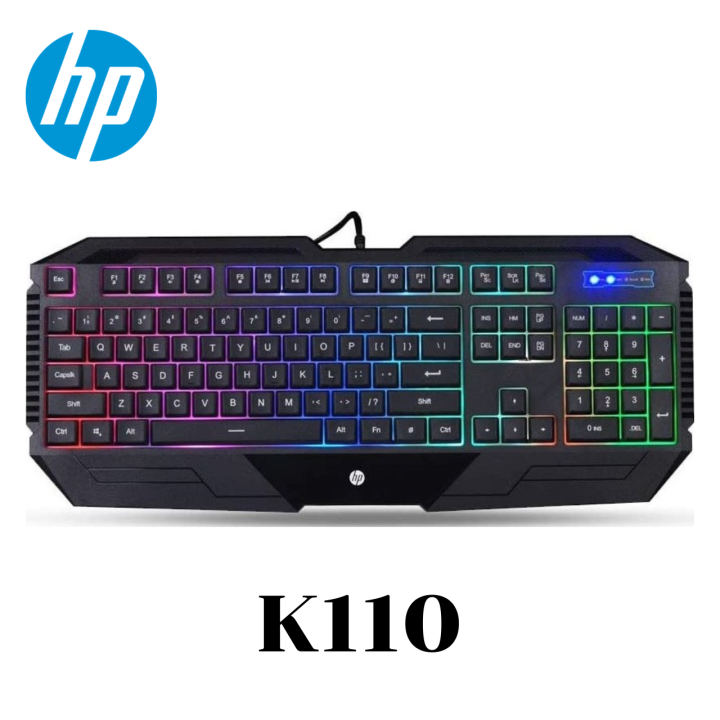 (K110) KEYBOARD (คีย์บอร์ด) HP GAMING USB RGB ขาปรับระดับ สายยาว 1.8m ...