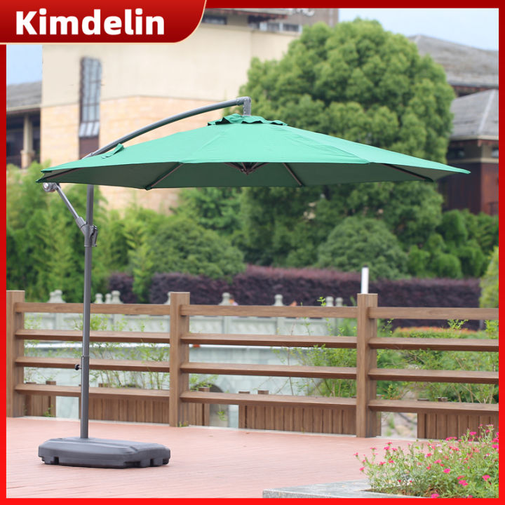 KIMDELIN 3M Patio Umbrella with Handcrank and Tilt, 8 Steel Ribs, Sun ...