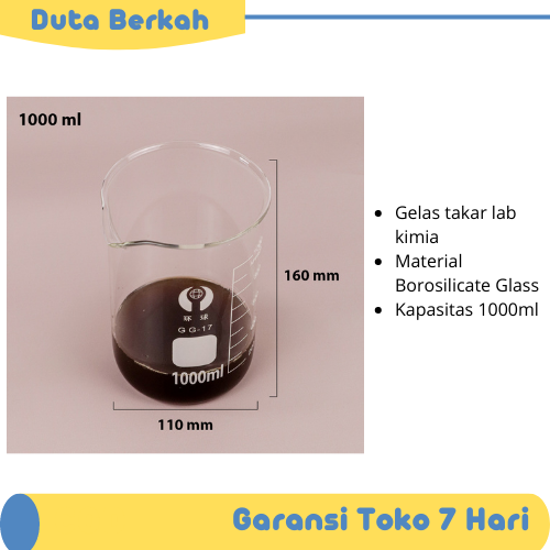 Gelas Takar Ukur Lab Kimia Borosilicate Glass Kapasitas 1000ml - FT ...