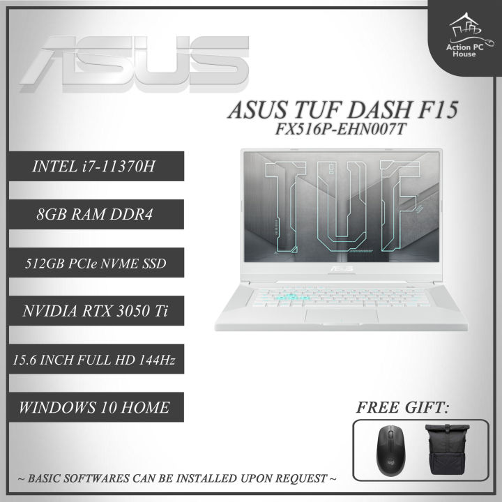 Asus TUF Dash F15 FX516P-EHN007T 15.6'' FHD 144Hz Gaming Laptop White ...