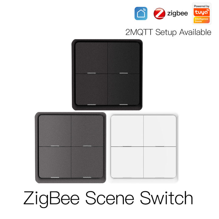 BOIO 4 Gang Tuya ZigBee Wireless 12 Scene Switch Push Button Controller ...