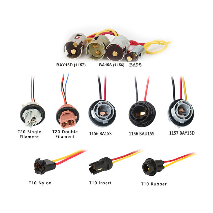 1156 BA15S BAU15S 1157 BAY15D BA9S T10 T20 Car motorcycle Lamp Holder ...