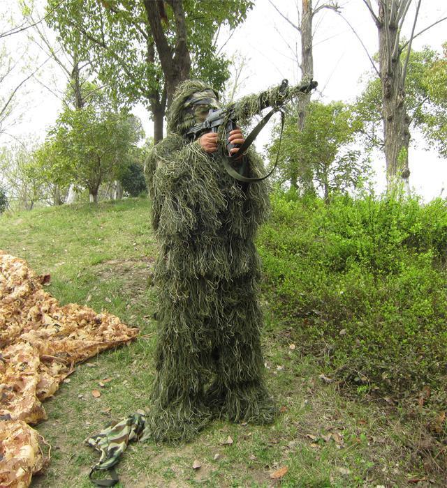 3D Universal Camouflage Suits Woodland Clothes Adjustable Size Ghillie ...