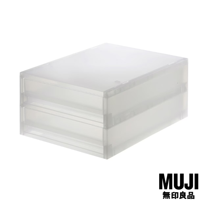 มูจิ กล่องเก็บของโพลีโพรพิลีน - MUJI PP Storage Case / Extra Shallow / 2 Drawers (W26 ×D 37 × ...