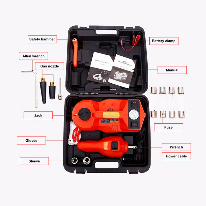 1 Set DC 12V 5Ton Car Jack Lifting Equipment Cooper Motor Portable Tire ...