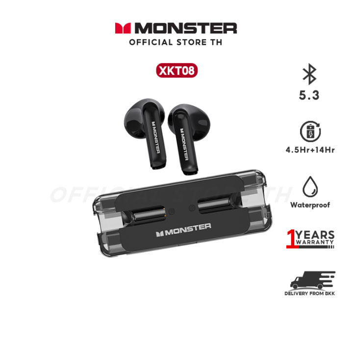 🔥สินค้าขายดี🔥Monster XKT08 BT 5.3 หูฟังบลูทูธไร้สาย กันเหงื่อ หูฟังอิน ...