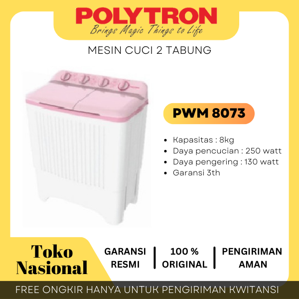[Cianjur] Mesin Cuci Polytron PWM 8073 2 Tabung 8kg | Lazada Indonesia