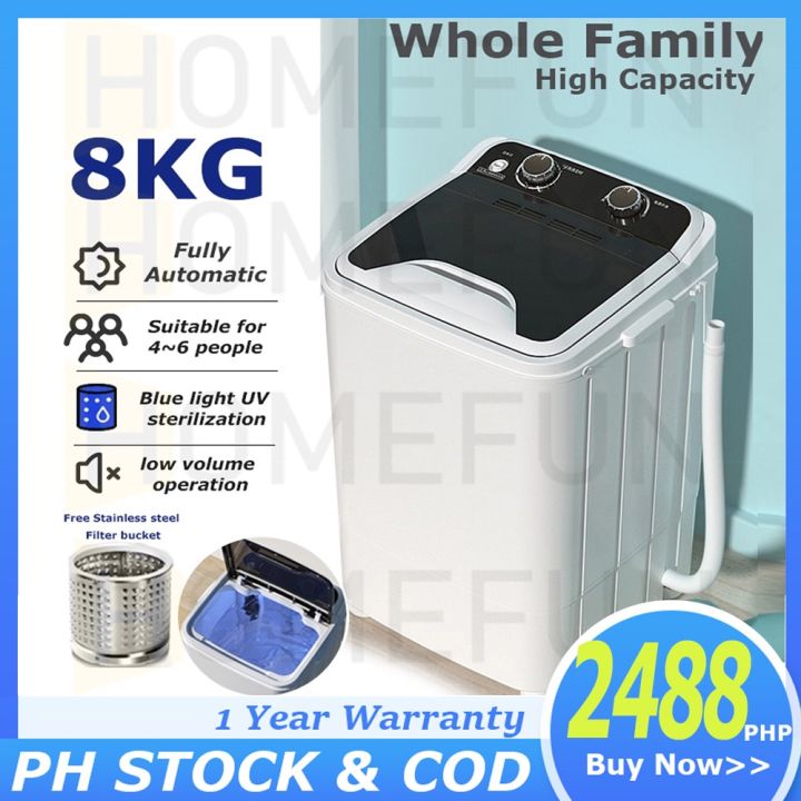 【PH Stock】 GAOGE 8KG Top Load Fully Automatic Washing Machine Household ...