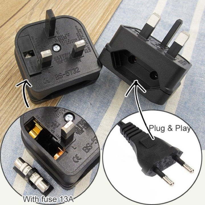 🔥Ready Stock🔥Euro 2 Pin Plug To UK 3 Pin Plug Adapter With Fuse - 5 Amp ...