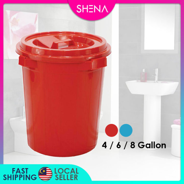 4 / 6 / 8 Gallon Big Plastic Pail with Cover for Bathroom Water Storage ...