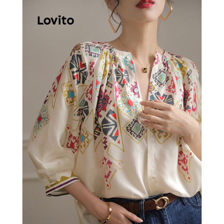 Lovito Women Draped Blouse Lna17130 (Off White) | Lazada PH