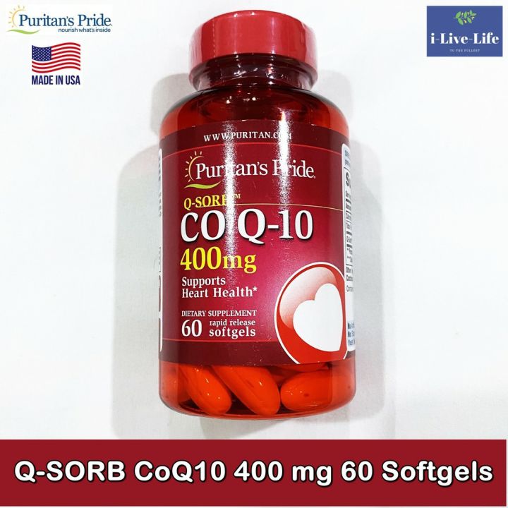 โคคิวเท็น Q-SORB CoQ10 400 mg 30, 60 or 120 Rapid Release Softgels - Puritan's Pride คิวเทน โค ...