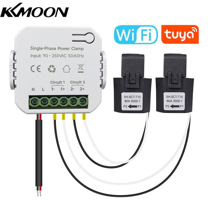 KKmoon Tuya Wifi Single-phase Energy Meter 80A with CT Clamp Cellphone ...