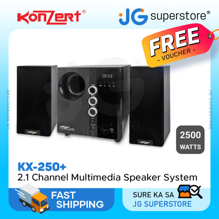 Konzert KX-250+ 2500W 2.1 Channel Active Multimedia Speaker System with ...