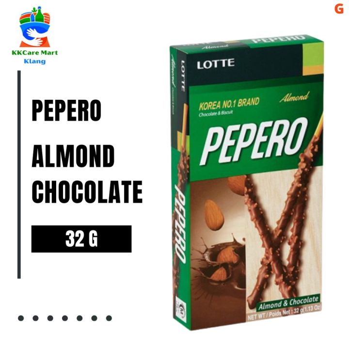 Lotte Pepero Almond And Chocolate Stick Biscuit 32g 杏仁巧克力棒饼干 Lazada