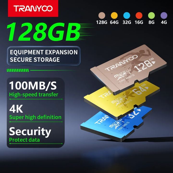 Tranyoo Memory Card MicroSD SD Card TF Card U3 100MB/S High-Speed ...
