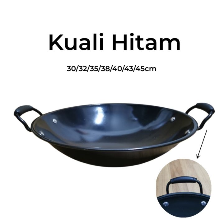 Kuali hitam/besi/Iron Wok / Black Enamel Wok/ Double Handle Enamel Wok ...