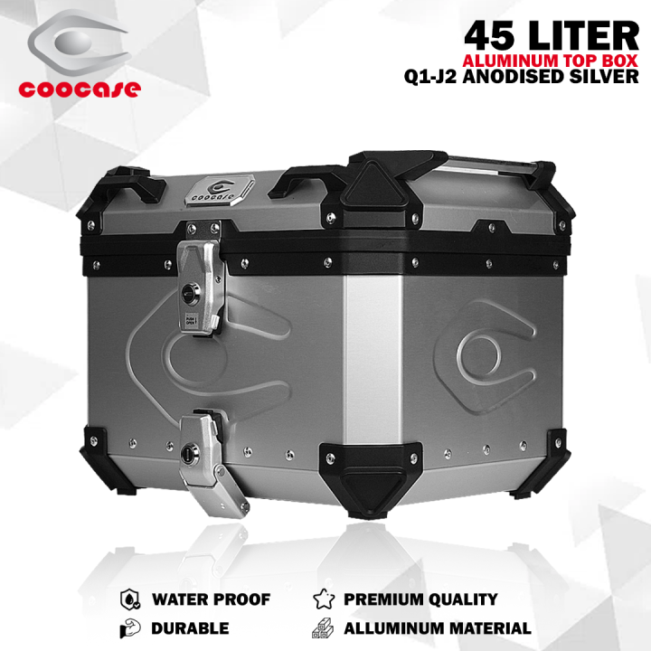 COOCASE ALUMINUM TOP BOX W/ EMBOSSED LOGO 45L / HEAVY-DUTY ALLOY REAR ...