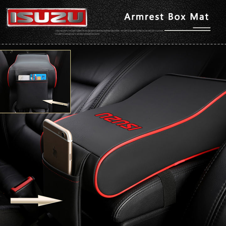 Leather Car Central Armrest Soft Pad Black Auto Center Console Arm Rest ...