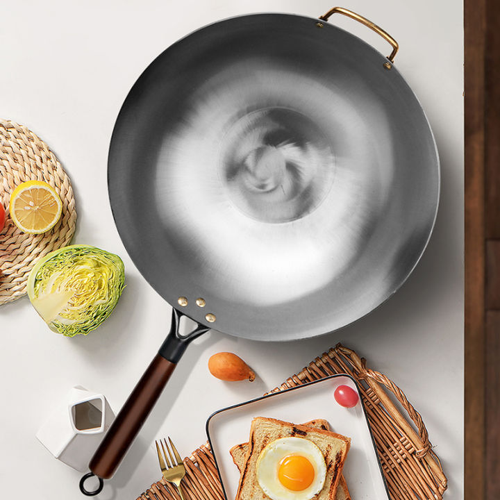 NHBEYOND Chinese Wok pan non stick original cast iron carbon steel ...