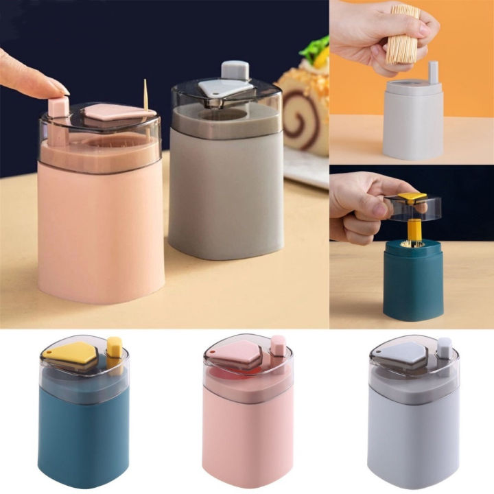 กล่องไม้จิ้มฟัน ที่ใส่ไม้จิ้มฟัน Toothpick Jar Push-to-Eject แบบพกพา ...
