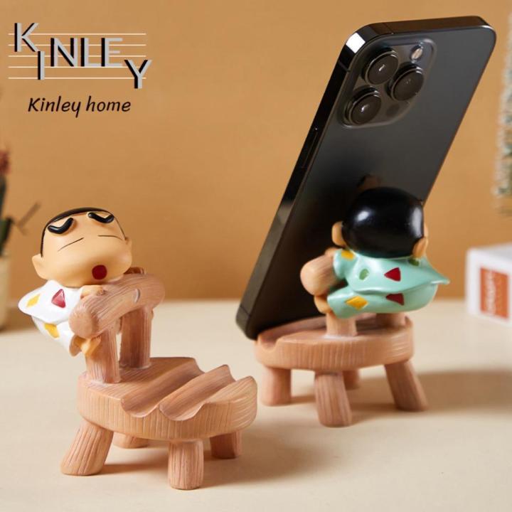 CEMOMEF Resin Doll Crayon Shin-Chan Phone Holder Chair Shape Support Shin-chan Mobile Phone ...