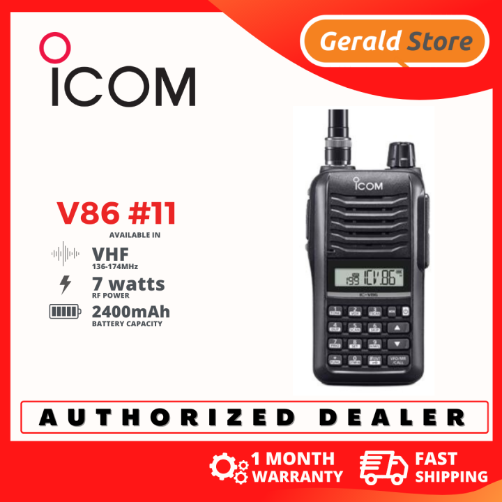 Genuine ICOM V86 VHF 7 Watts Water Dust and Shock Resistant Two Way ...
