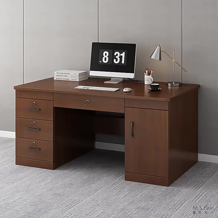 Desk with Lock Home Computer Desk Desktop Simple Table Workbench with ...