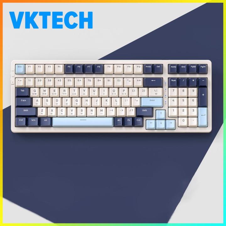 [Vktech] Wireless Mechanical Keyboard 100 Keys RGB Keyboard Silent Typing Bluetooth-Compatible ...