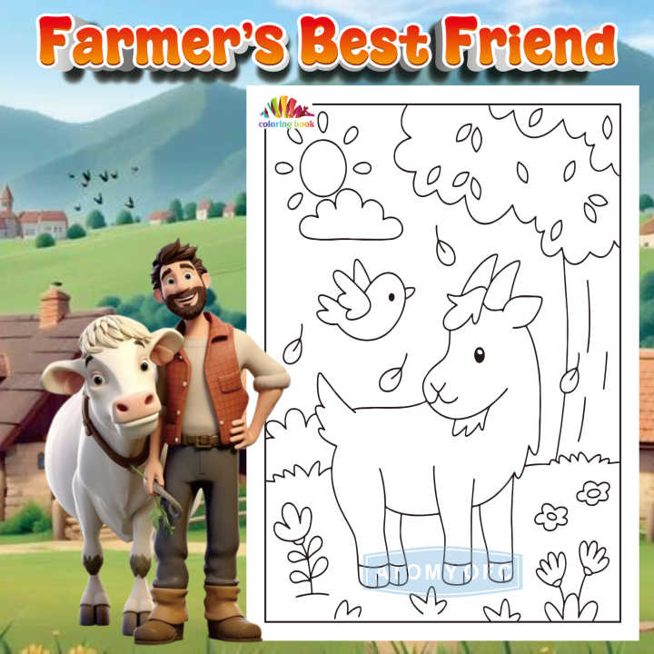 KERTAS MEWARNAI / KERTAS GAMBAR / COLORING / FARMER'S BEST FRIEND GOAT | Lazada Indonesia