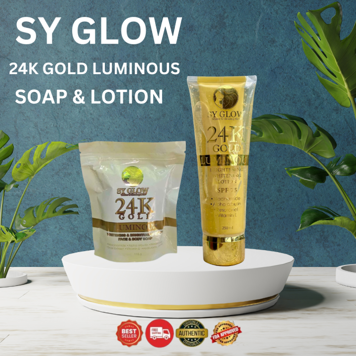 SY GLOW 24K GOLD LUMINOUS SOAP AND LOTION INSTANT WHITENING EFFECT ...