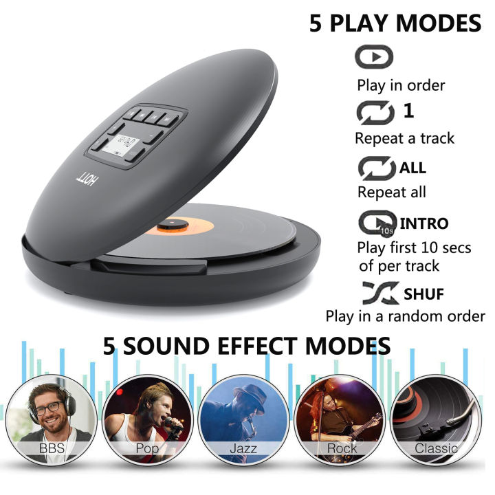 HOTT rechargeable CD player portable CD player, personal compact CD ...