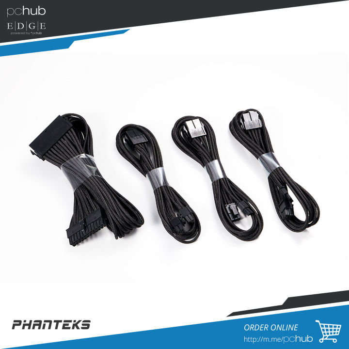PChub | Phanteks 500m MOD Sleeve Cable Extension Pack, All black, 1x ...