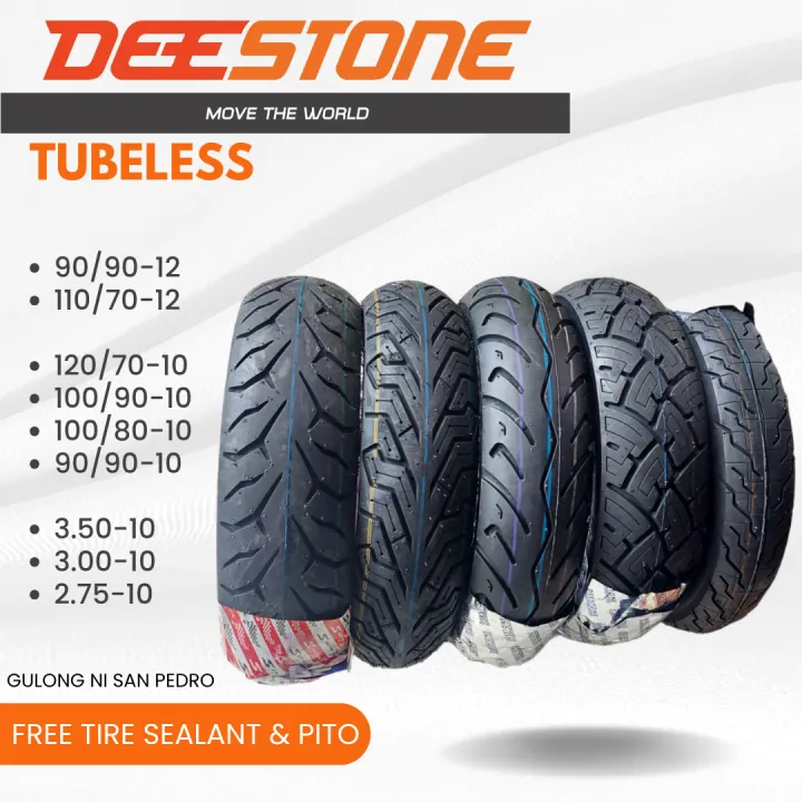 Deestone Tubeless 2.75x10, 300x10, 3.50x10, 100/80-10, 100/90-10, 120/ ...