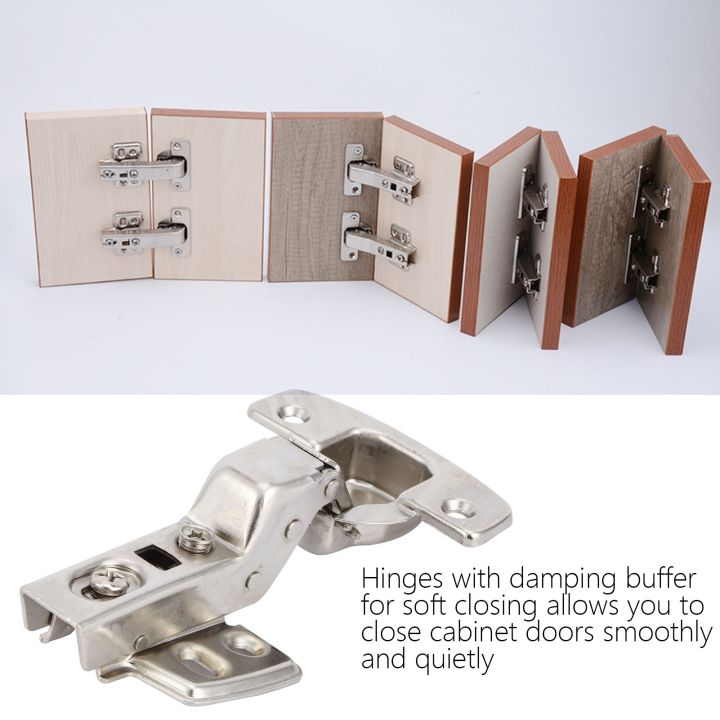 Steel Hinge 4Sets Cabinet Hinges Cold Rolled Steel Hardware Hinges for Kitchen WDamping Buffer ...