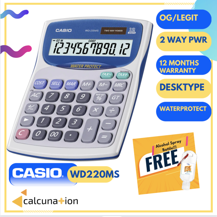 CASIO WD220MS WATER PROTECTED AND DUST PROOF CALCULATOR (WHITE) | Lazada PH