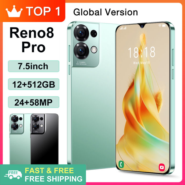 Reno8 Pro Smartphone 5G 12GB RAM +512GB ROM Android Cellphone 7.5inch ...
