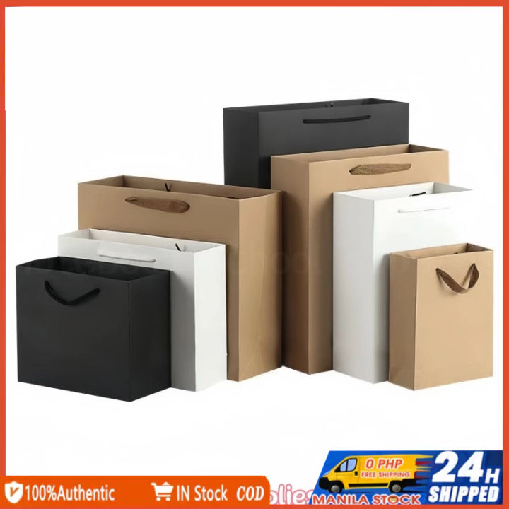 Kraft Paper Bag with Handle Gift Wrapper White Brown Paper Bags Tote ...