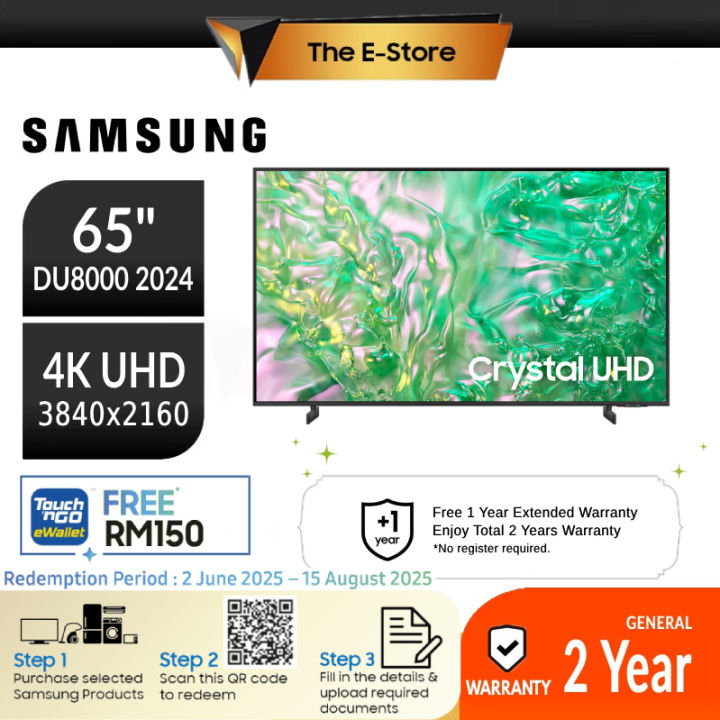 [Delivery By Seller] Samsung 65" DU8000 Dynamic Crystal UHD 4K Smart AI TV (2024 ...