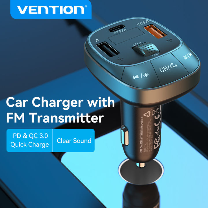 Vention Car Charger FM Transmitter PD & QC 3.0 Quick Charge Bluetooth 5 ...