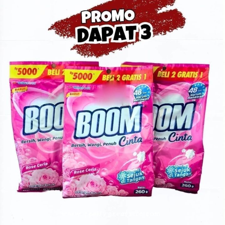 3 Pcs Detergen BOOM Cinta 225gr Kemasan bubuk 5.000 | Lazada Indonesia