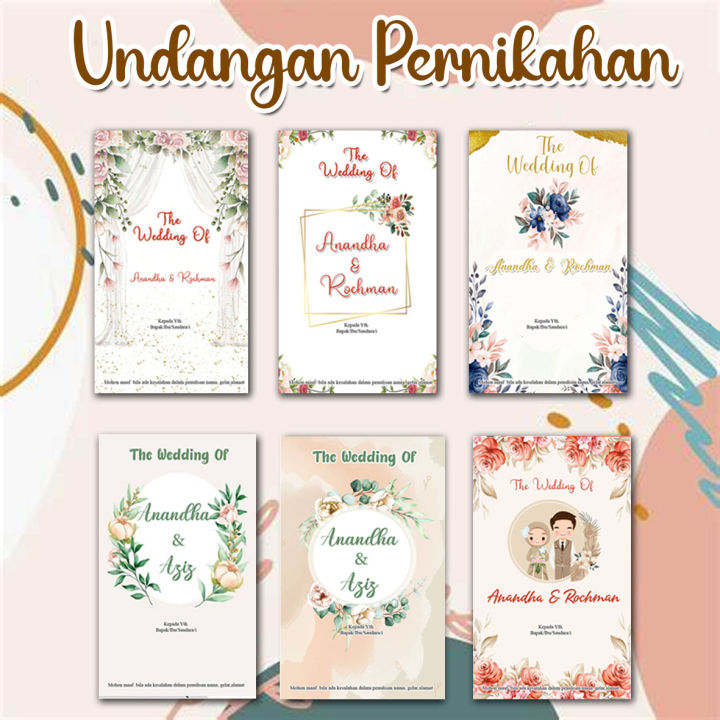 Undangan Pernikahan Kecil (50 PCS) kartu Nikah Kecil Undangan Mini ...