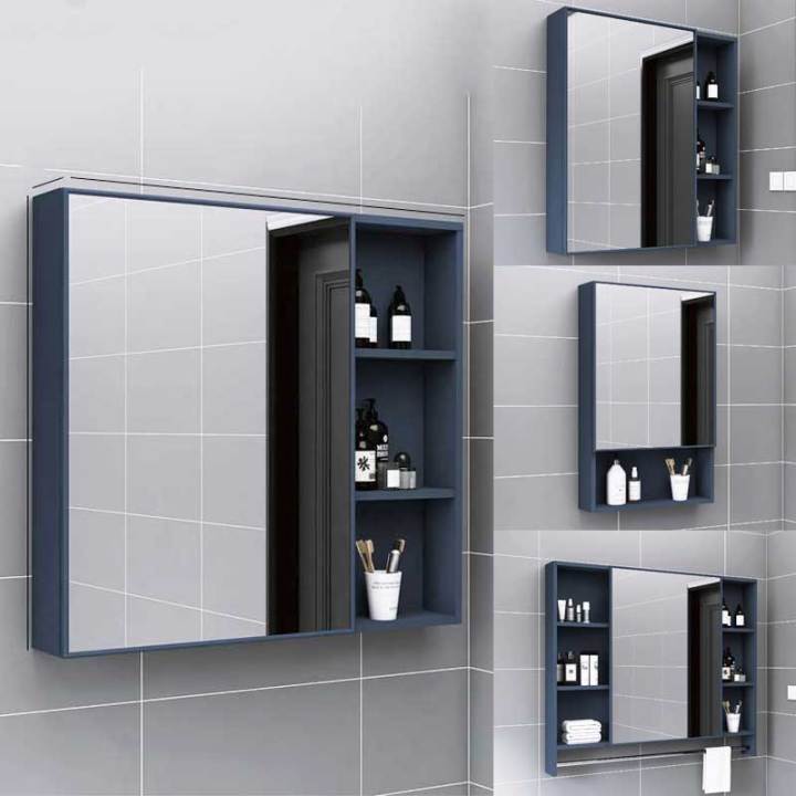 Pozula Space aluminum bathroom mirror cabinet mirror wall-mounted ...