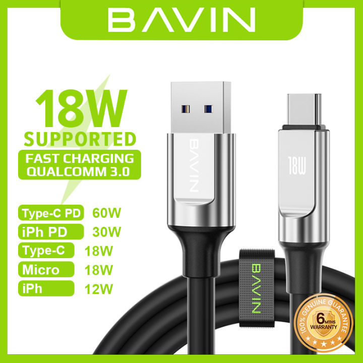 BAVIN CB288 Super Fast Charging Soft Silicone Thick Wired Data Cable ...