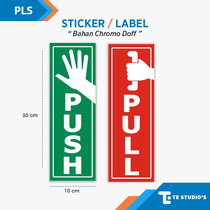 Stiker PUSH PULL Sticker Tarik Dorong Buka Pintu Rambu Tanda Sign Label ...