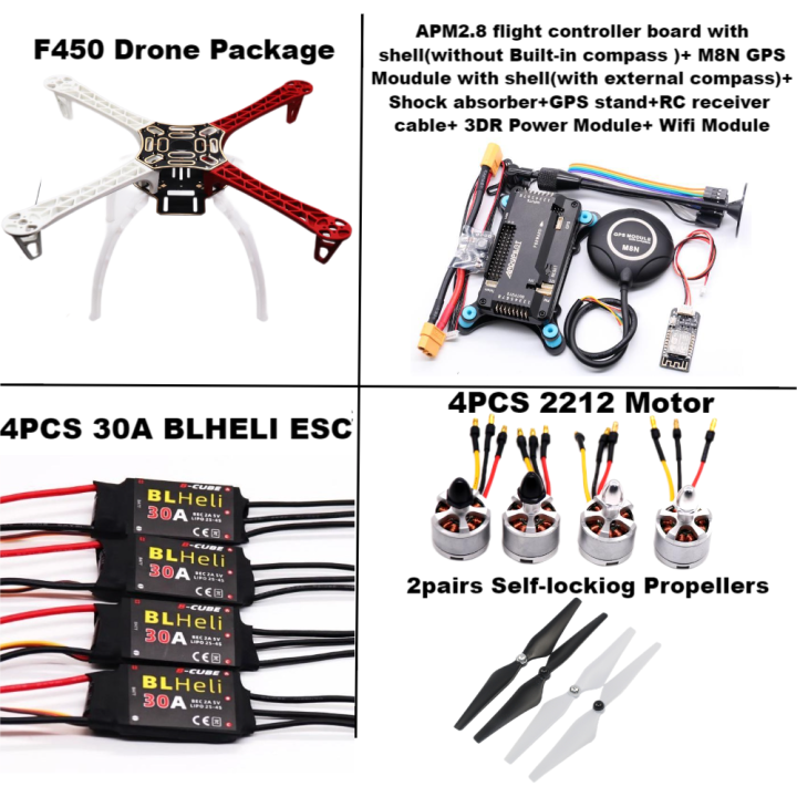 F450 Drone Kit With 450 Frame For APM PIXHAWK 4 Axis RC Multicopter ...
